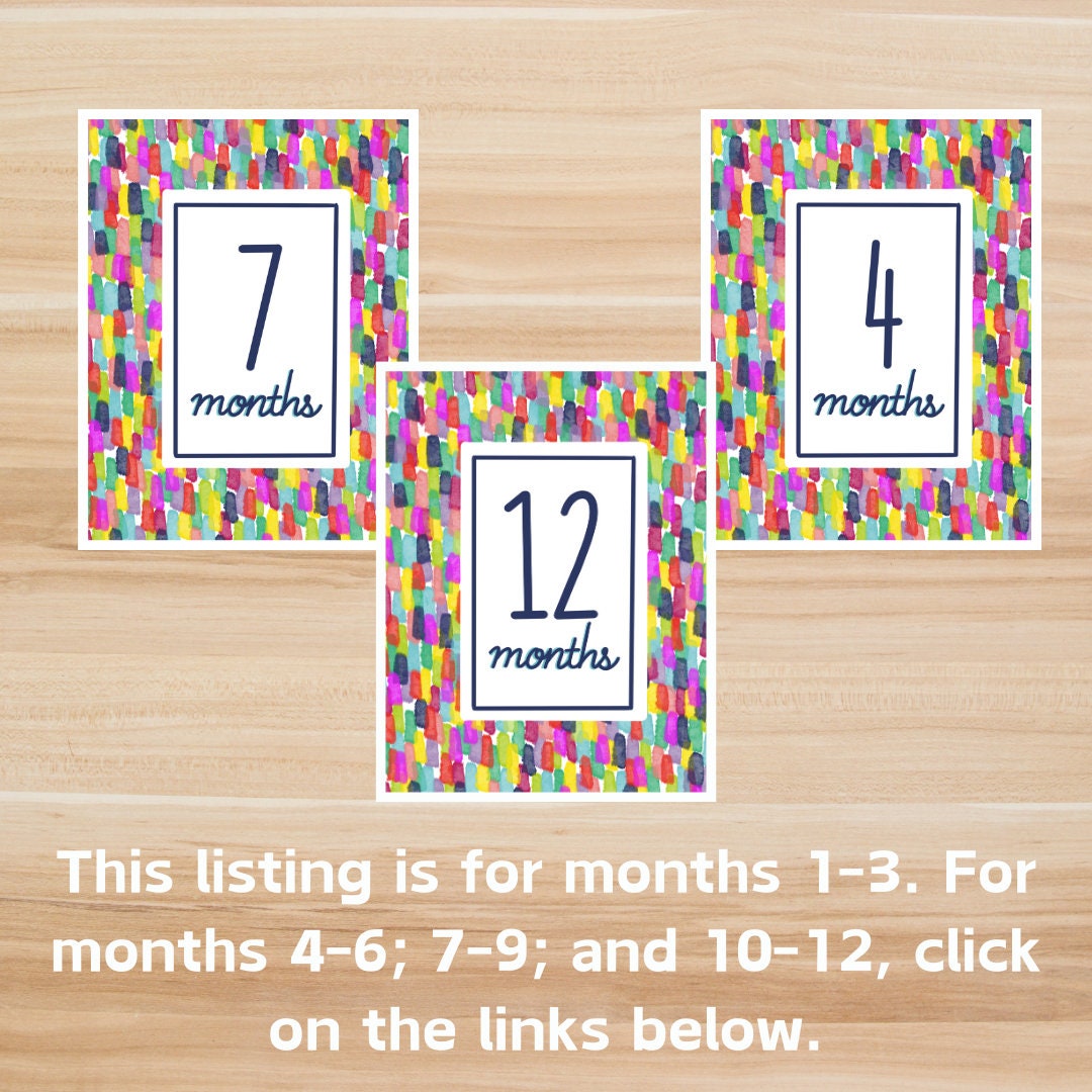Digital Baby Milestone Printable Cards. Colorful Milestone Cards ...