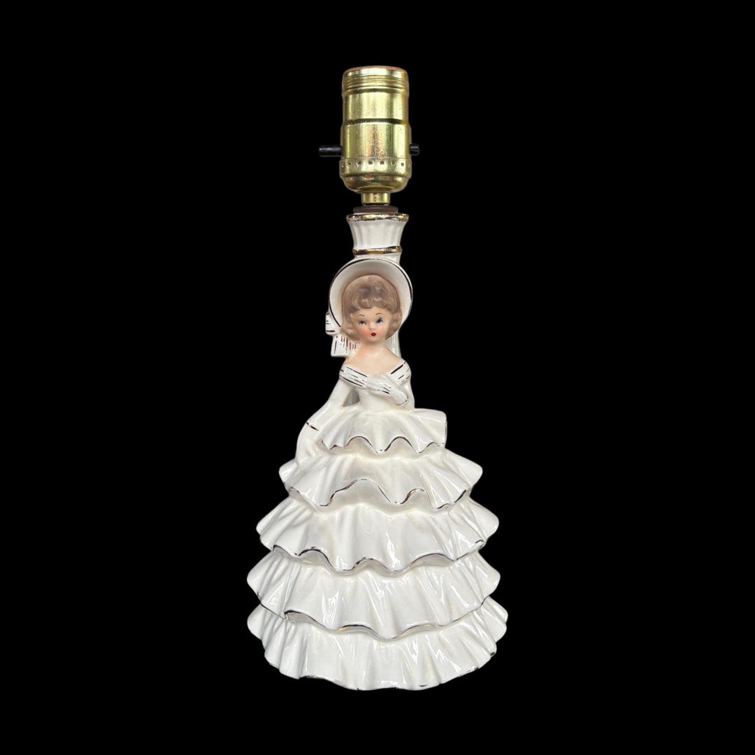 Vintage Southern Belle Ceramic Lady in White Ceramic Mid Century ...
