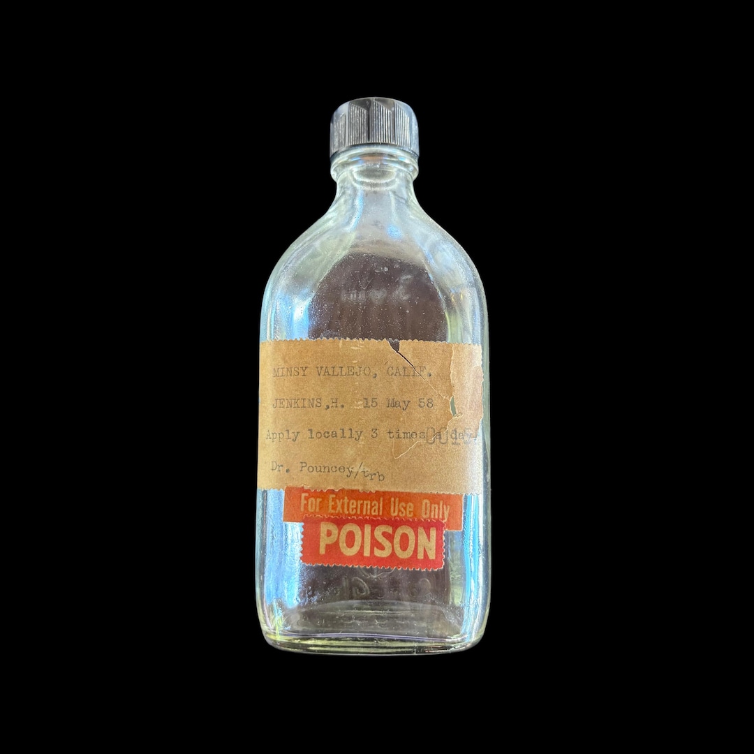 Vintage 1950s Poison Apothecary Medicine Clear Glass Brockway Sani ...