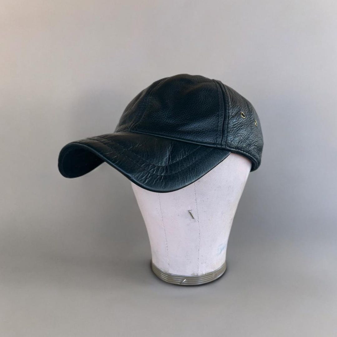 Vintage Scala Classico 100% Genuine Leather Black Baseball Cap ...