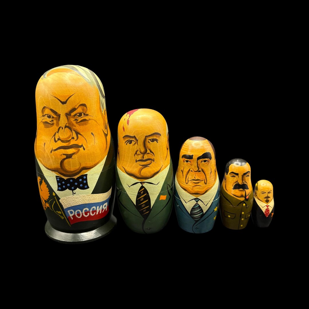 Vintage Russian Soviet Leaders Hand Painted Cultural Nesting Dolls ...