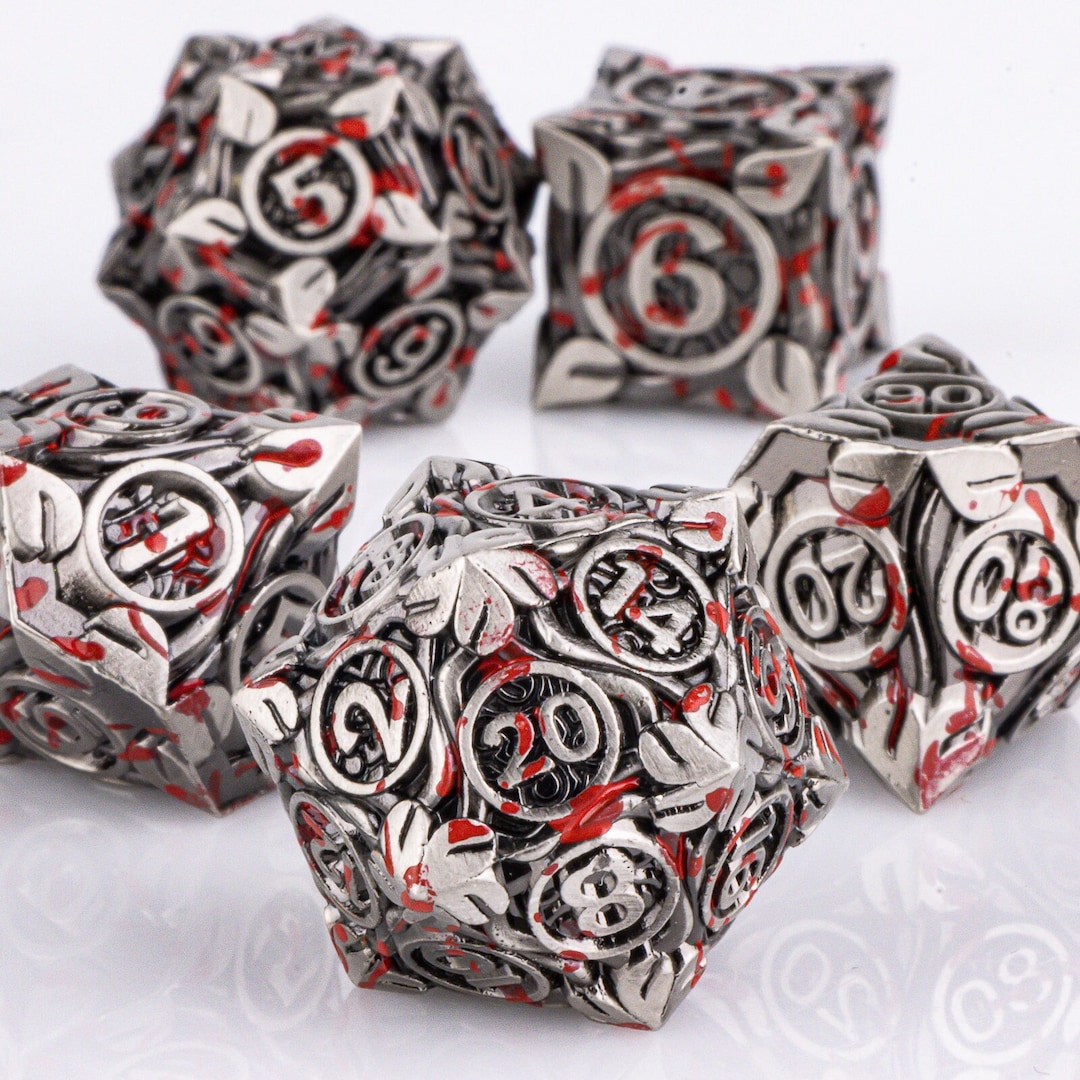Polyhedral Metal Red Dnd Dice Set for Board Game Leaf Dice - Etsy