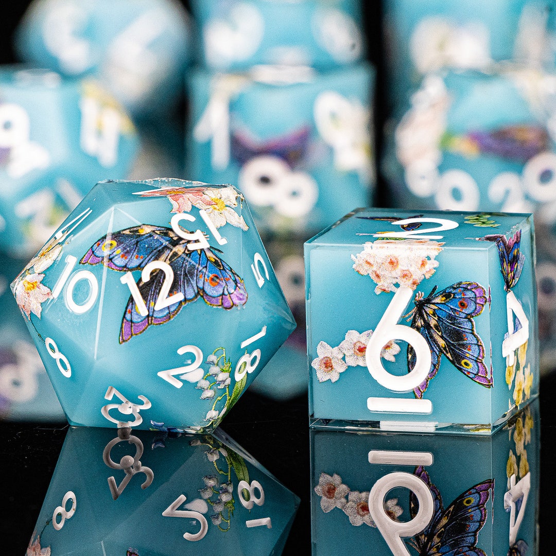 Handmade Butterfly Resin Dnd Dice Set Flowers Resin Dice - Etsy