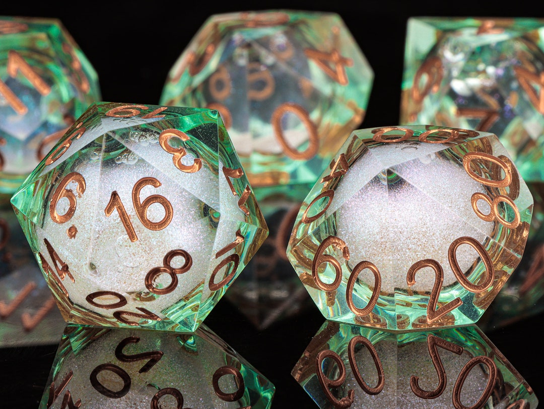Green Liquid Dice Set Sharp Edge Resin Dungeons & Dragons Liquid Core ...