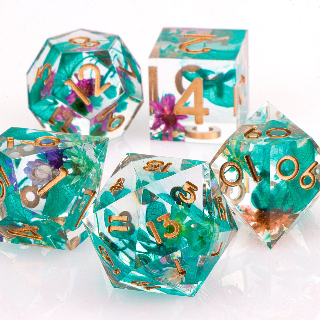 Flower Dnd Dice, Resin Sharp Edge Dice, DND Dice Set, Dungeons and ...