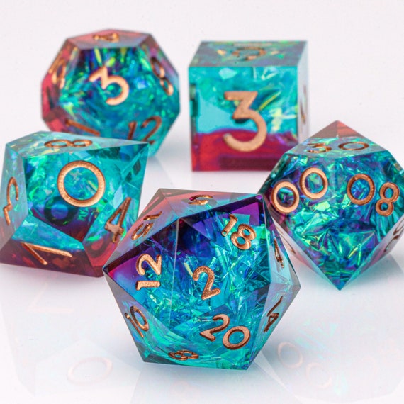 Handmade Dnd Dice Resin Dice Set 7 Pcs Full Dice Set Blue - Etsy