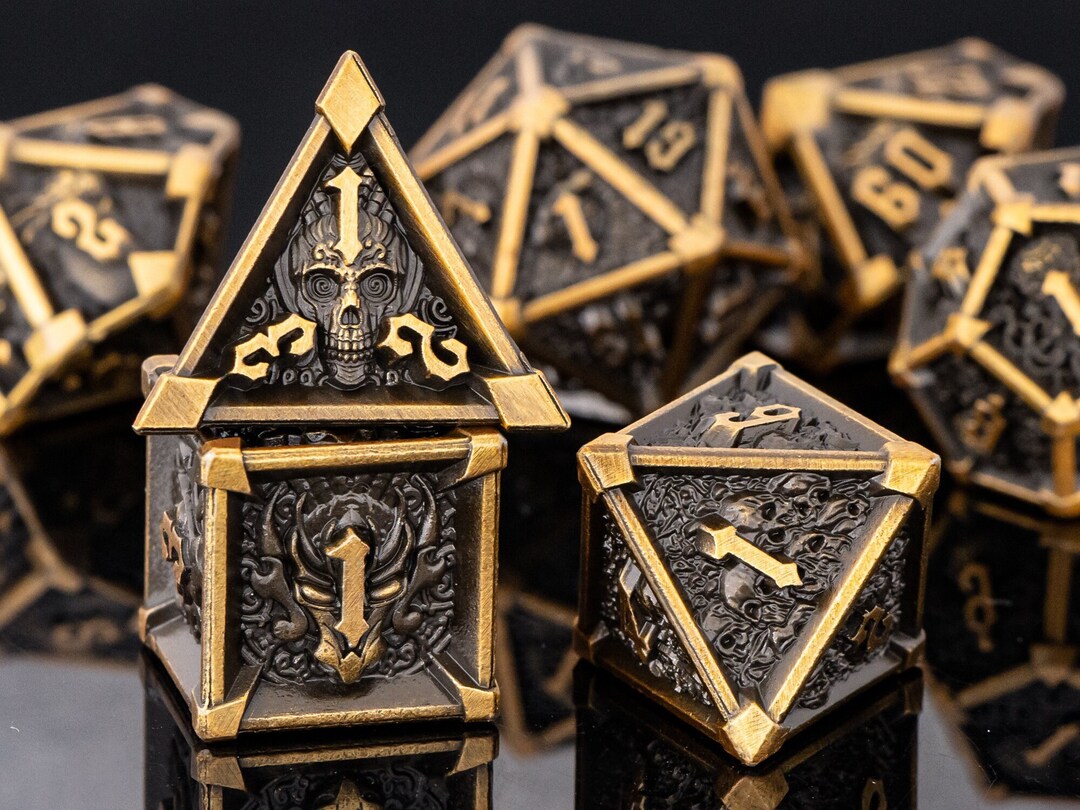 DND Skull Metal Dice Set for Board Games, Polyhedral Dice Set, Metal ...