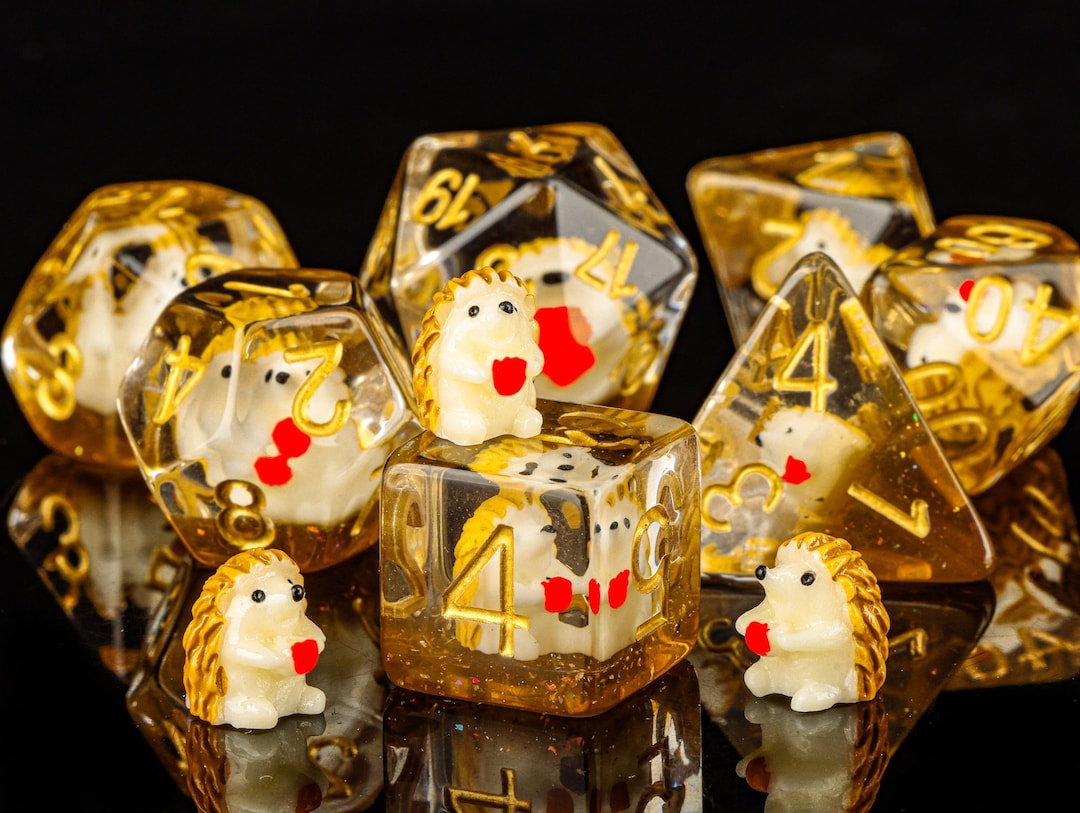 Hedgehog Resin Dice / Animal Inclusion Dice for D&D / RPG Game Dice for ...