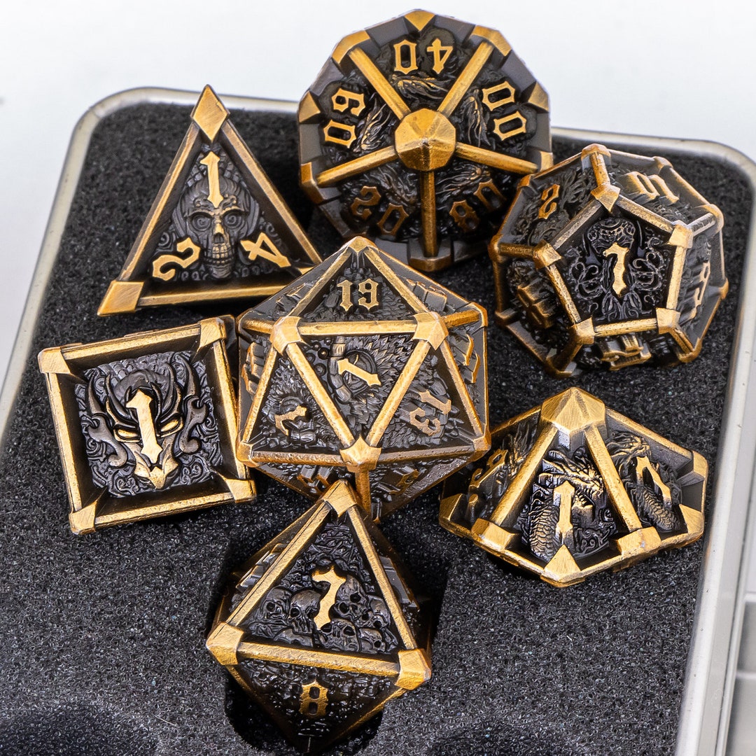Dragon Metal Dice Set for Board Games, Polyhedral Dice Set With Skull ...