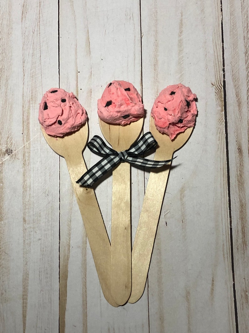 3 Fake Watermelon Ice Cream Wood Spoons | Etsy