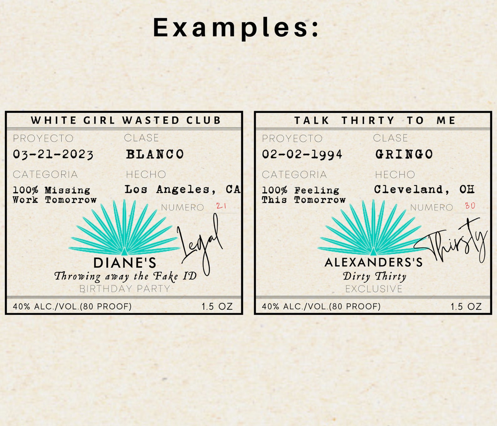 CUSTOM Tequila Bottle Sticker Labels for Birthdays, Bridesmaids ...