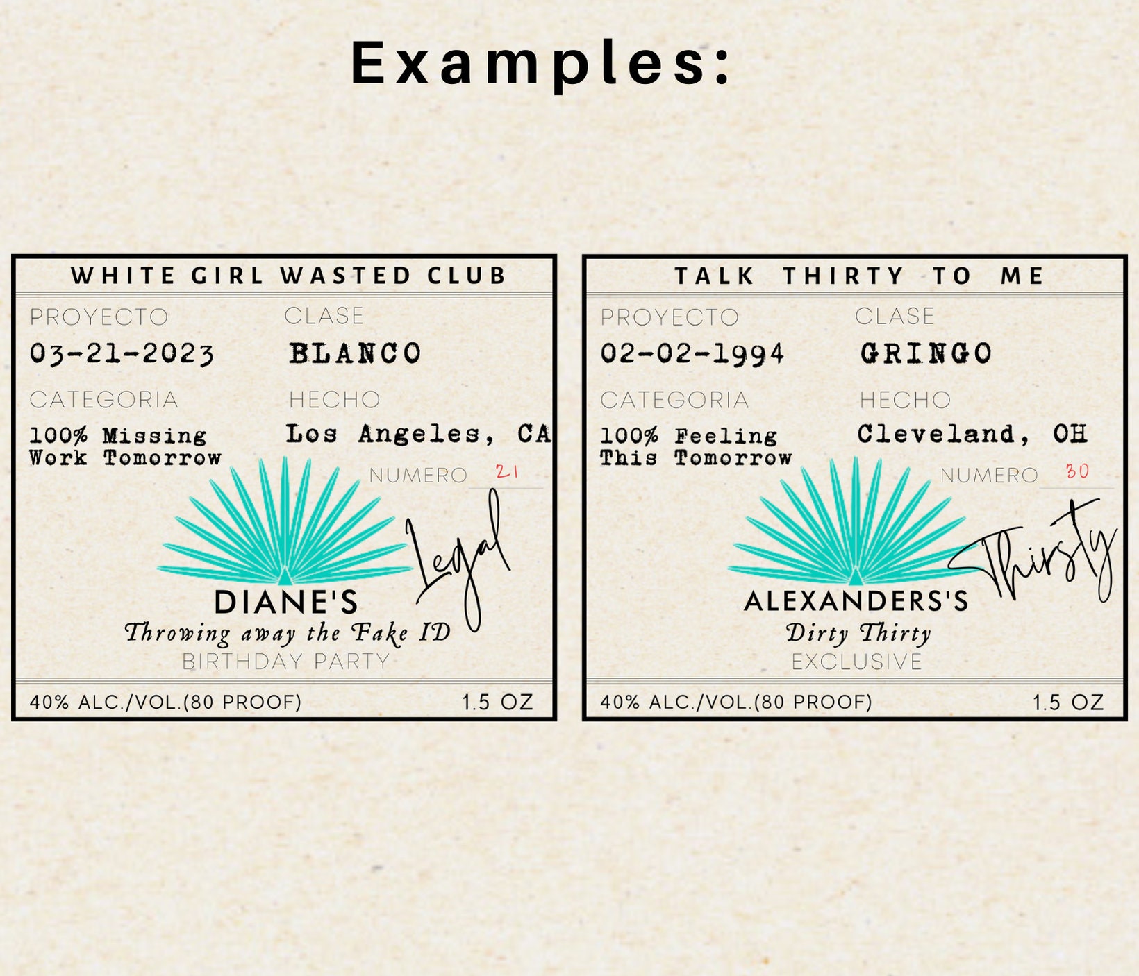 CUSTOM Tequila Bottle Sticker Labels for Birthdays, Bridesmaids ...