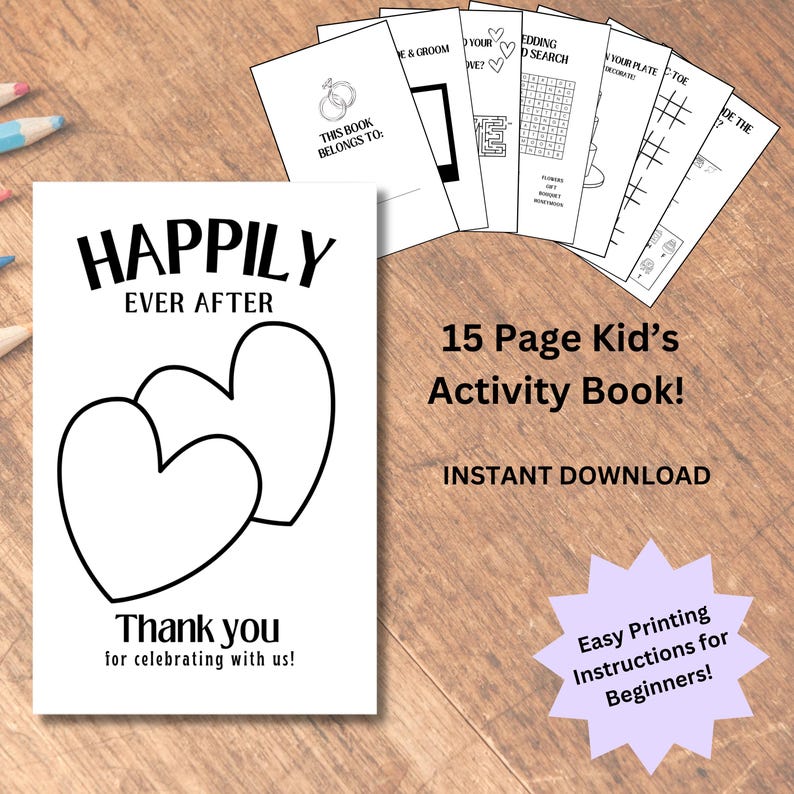 Printable Children’s Activity Booklet for Weddings & Special Events ...