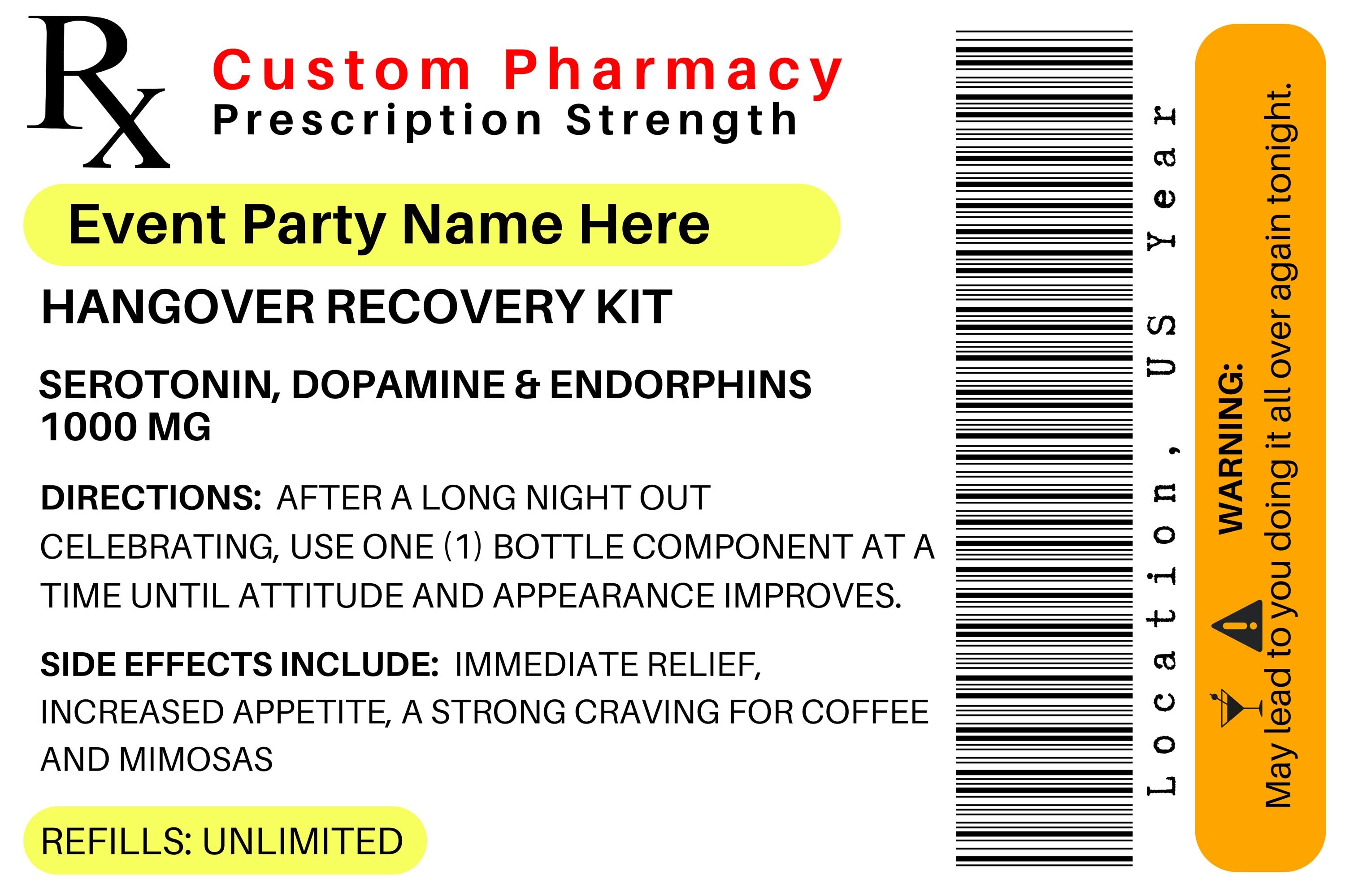 CUSTOM PRESCRIPTION Labels - DIGITAL File- Bachelorettes, Birthdays ...