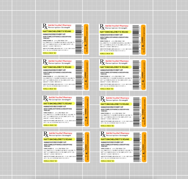 CUSTOM PRESCRIPTION Pill Bottle and Labels - Gifts, Birthday, Party ...