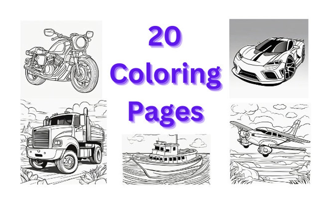 20 PAGES Adult and Kids Coloring Pages - Etsy