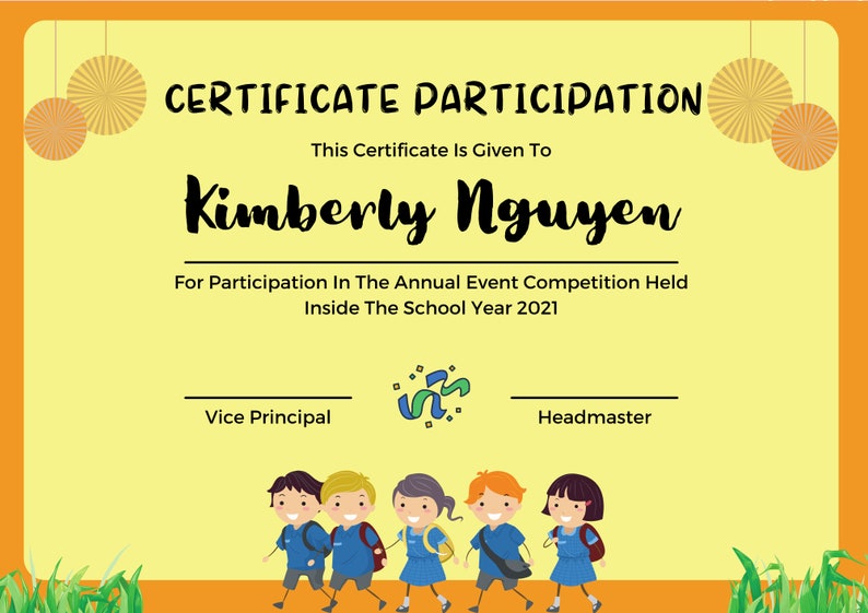 Certificate of Participation Diploma Certificate for Kids, PNG File for ...
