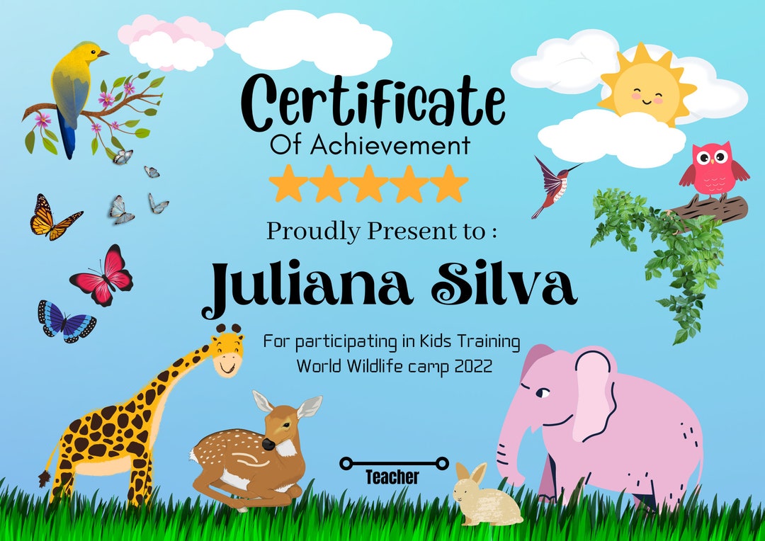 Wildfire Jungle Camping Diploma Certificate for (Download Now) - Etsy