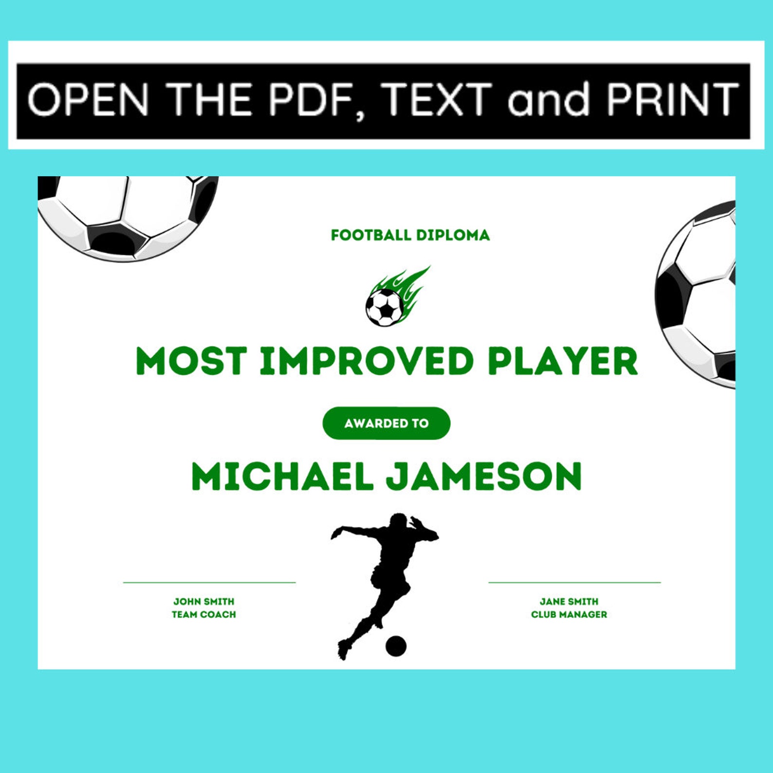 Soccer Most Improved Player Sport Competition Award Certificate ...