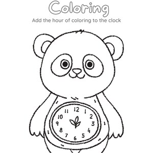 Printable Clock Book Worksheet Coloring for Kinderkargen, Preschool ...