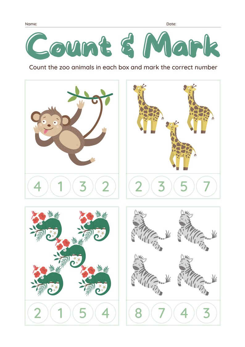 Printable Count and Mark Book Worksheet Coloring Paper for - Etsy Canada