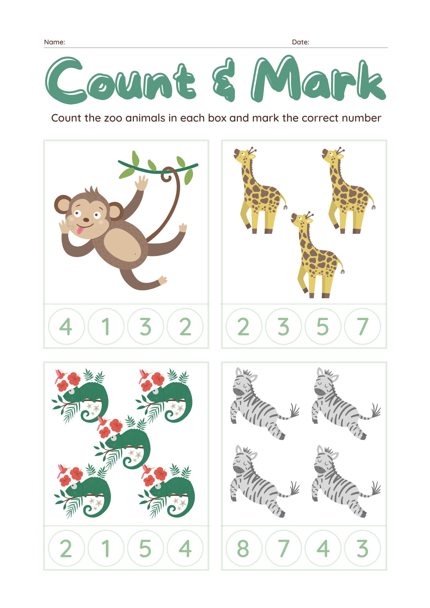 Printable Count and Mark Book Worksheet Coloring Paper for - Etsy Canada