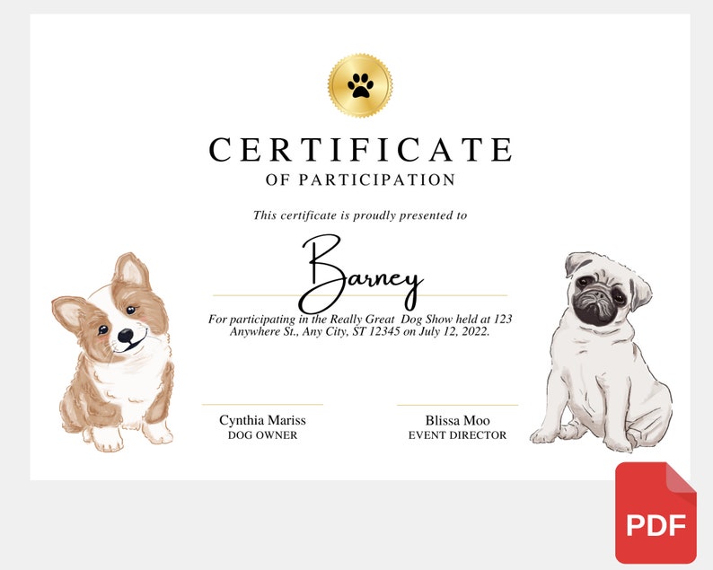 Personalized Dog Birth Certificate Cherish Your Pup's Special Day ...