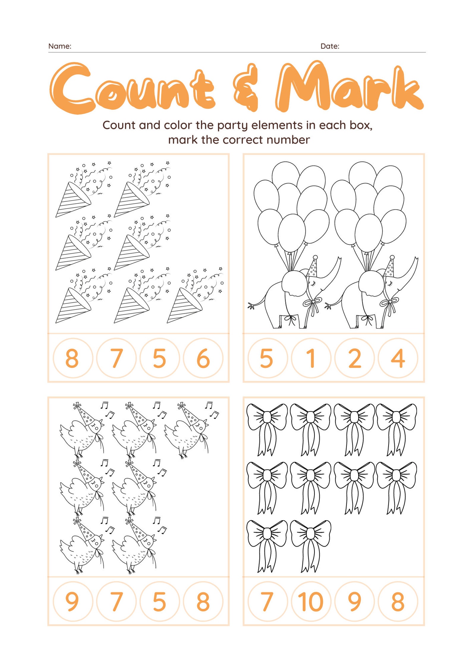 Printable Count and Mark Book Worksheet Coloring Paper for - Etsy Canada