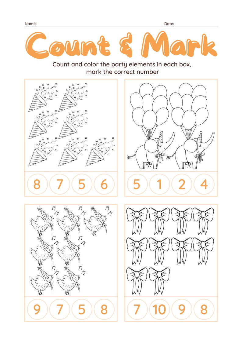 Printable Count and Mark Book Worksheet Coloring Paper for - Etsy Canada