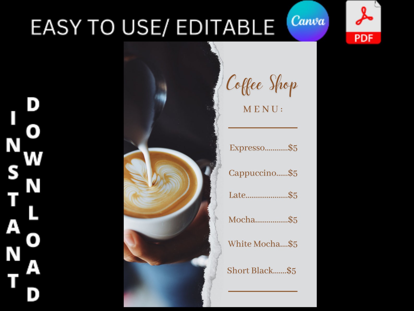 Coffee Shop Menu, Editable Coffee Menu Template, Coffee Bar Sign ...