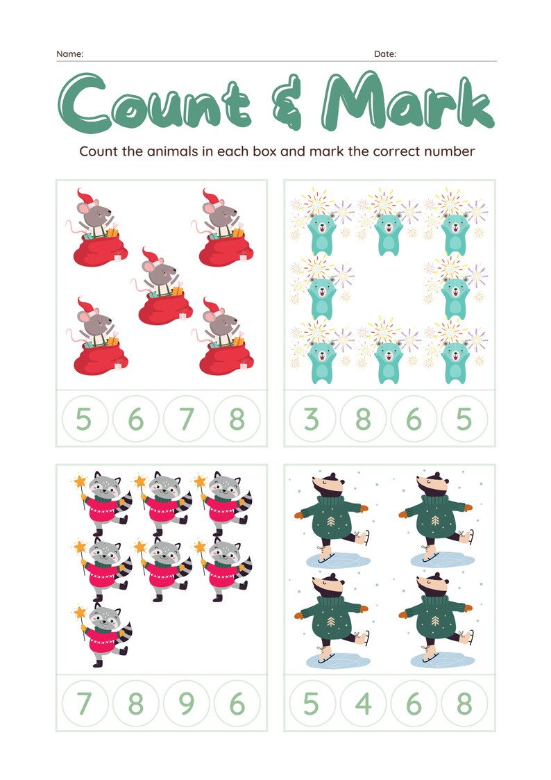 Printable Count and Mark Book Worksheet Coloring Paper for - Etsy Canada