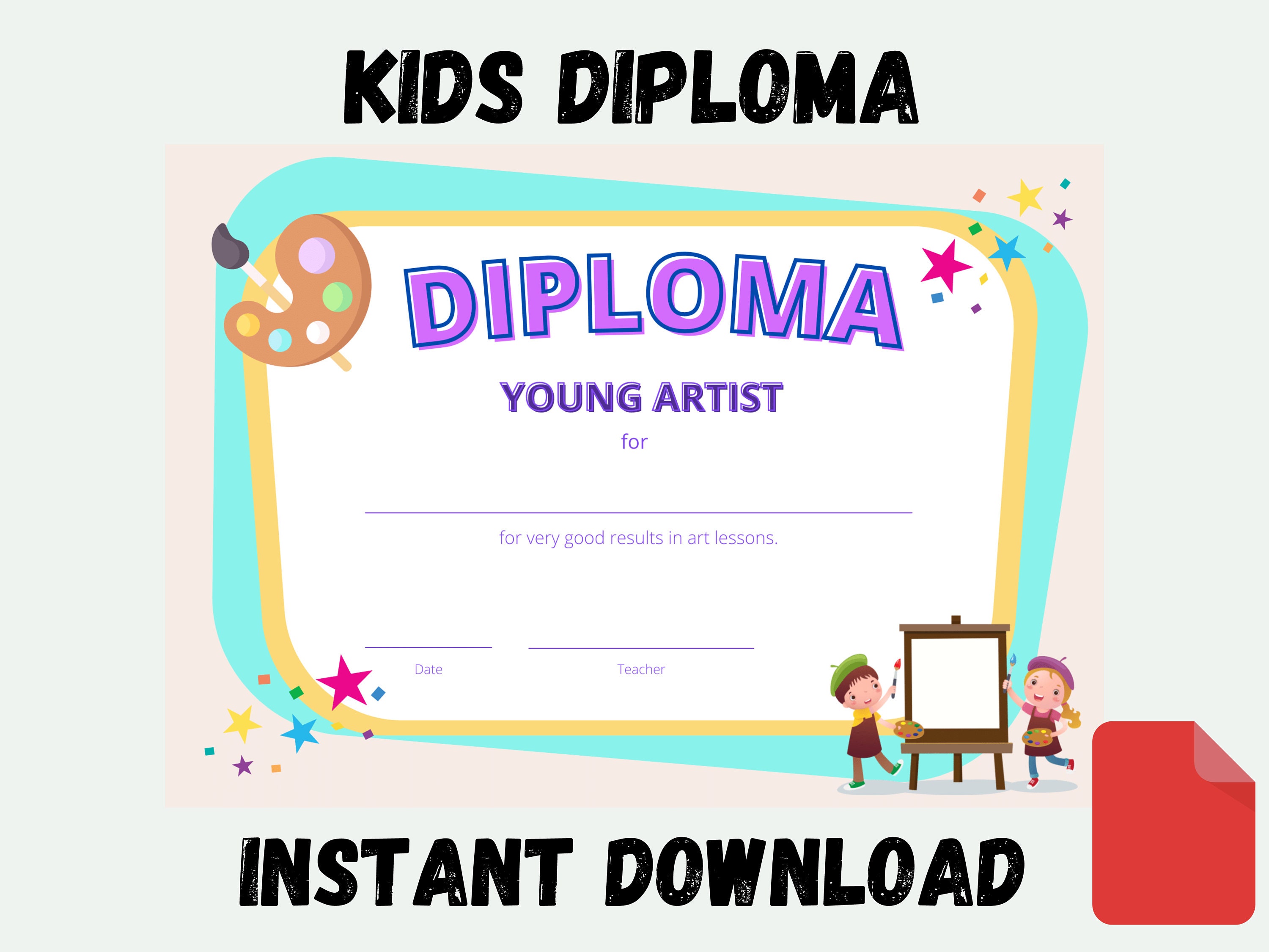 Art Painting Lesson Class Competition Award Certificate Printable ...