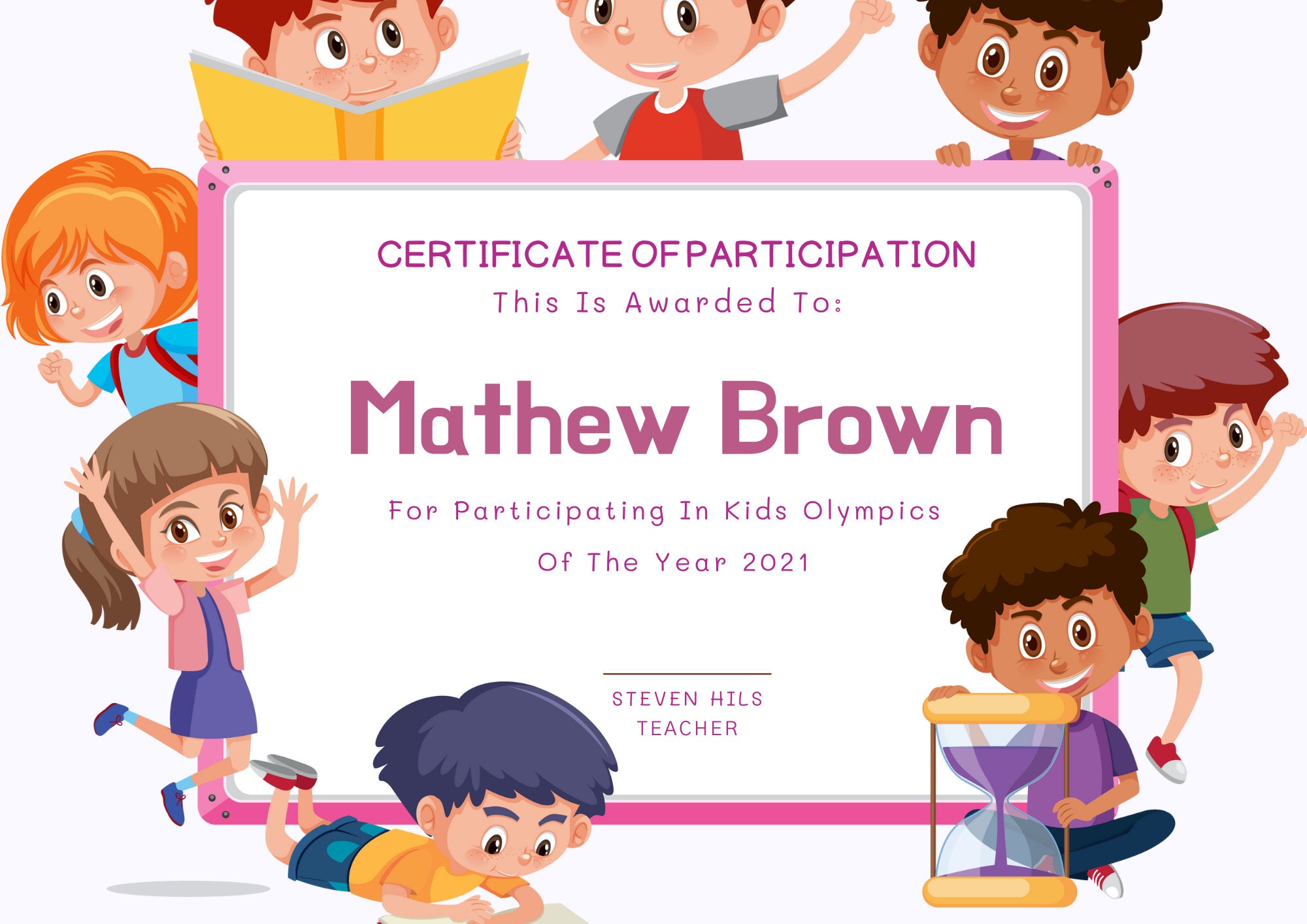 Certificate of Participation Diploma Certificate for Kids, PNG File for ...