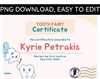 Tooth Fairy Certificate Printable Kindergarten Diploma - Etsy