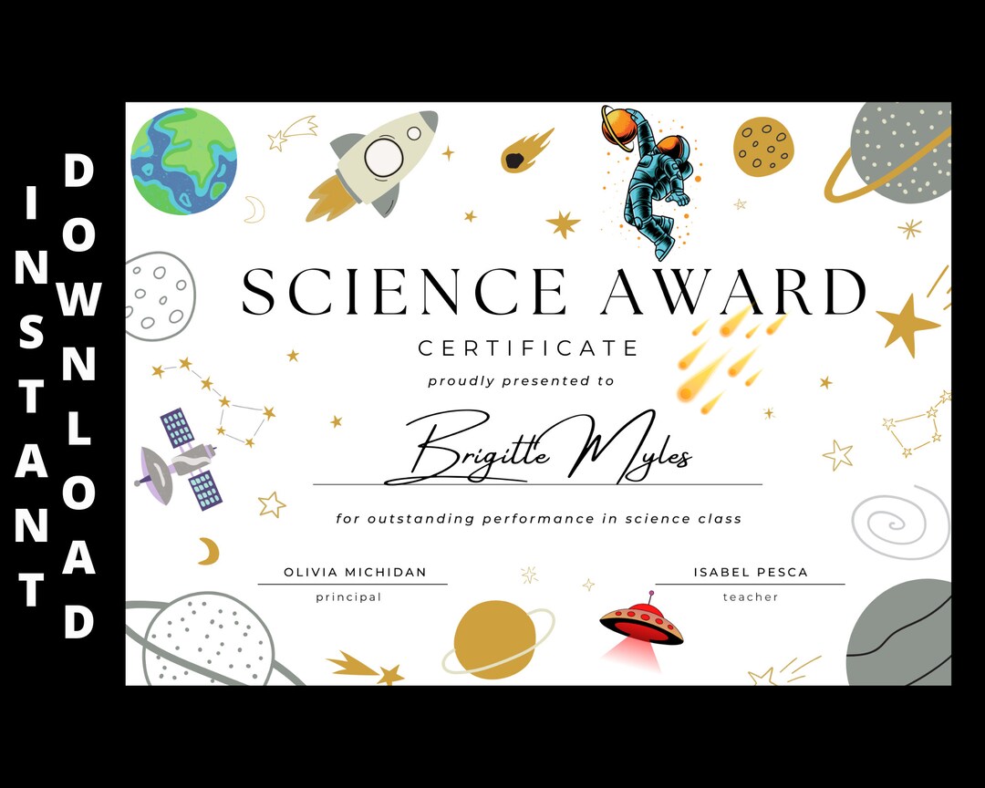 Certificado de Premio en Ciencias Certificado de Premio para Niños ...