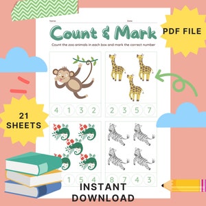 Printable Count and Mark Book Worksheet Coloring Paper for Kinderkargen ...