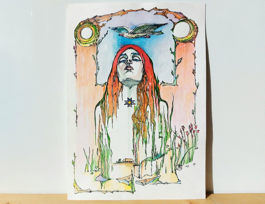 Goddess of Morning Star, Ausrine Goddess With Sea Gull, A4 Print of My ...