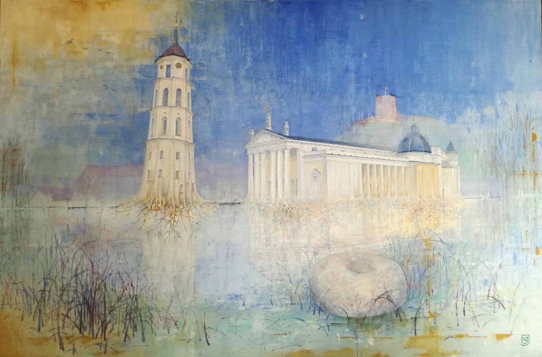 The Cathedral Square in Vilnius, Lithuania, Urban Landscape, Giclee ...