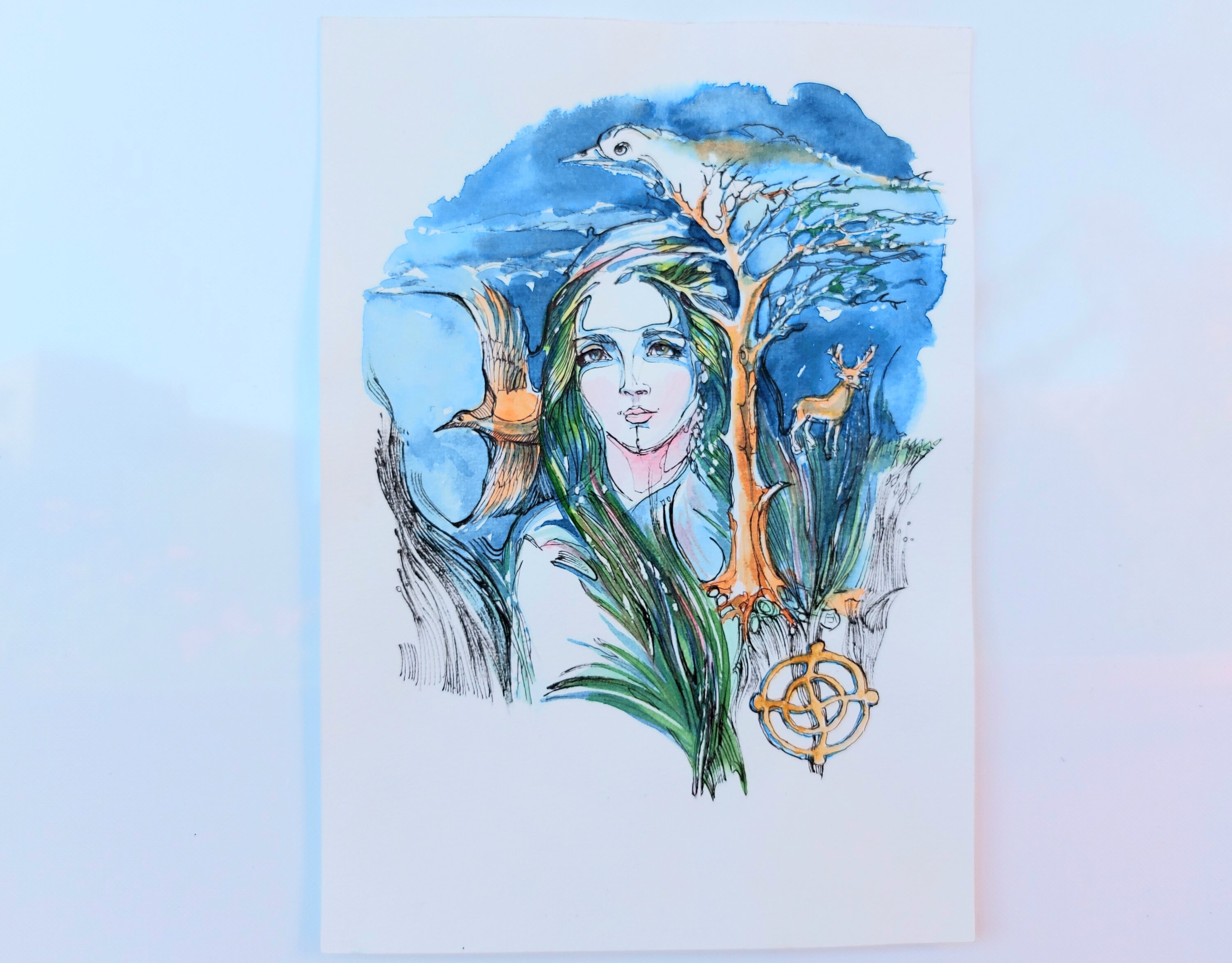 Goddess of Woods, Medeina, A4 Print: Baltic Mythology, Watercolor Art ...