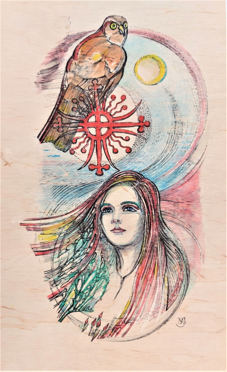 Goddess of Earth Zemyna Sun Cross Sparrow Hawk Pagan - Etsy