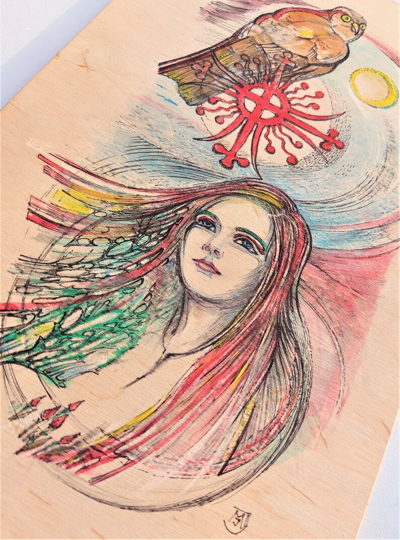 Goddess of Earth Zemyna Sun Cross Sparrow Hawk Pagan - Etsy