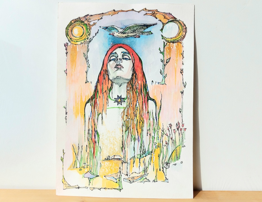 Goddess of Morning Star, Ausrine Goddess With Sea Gull, Auseklis, A4 ...