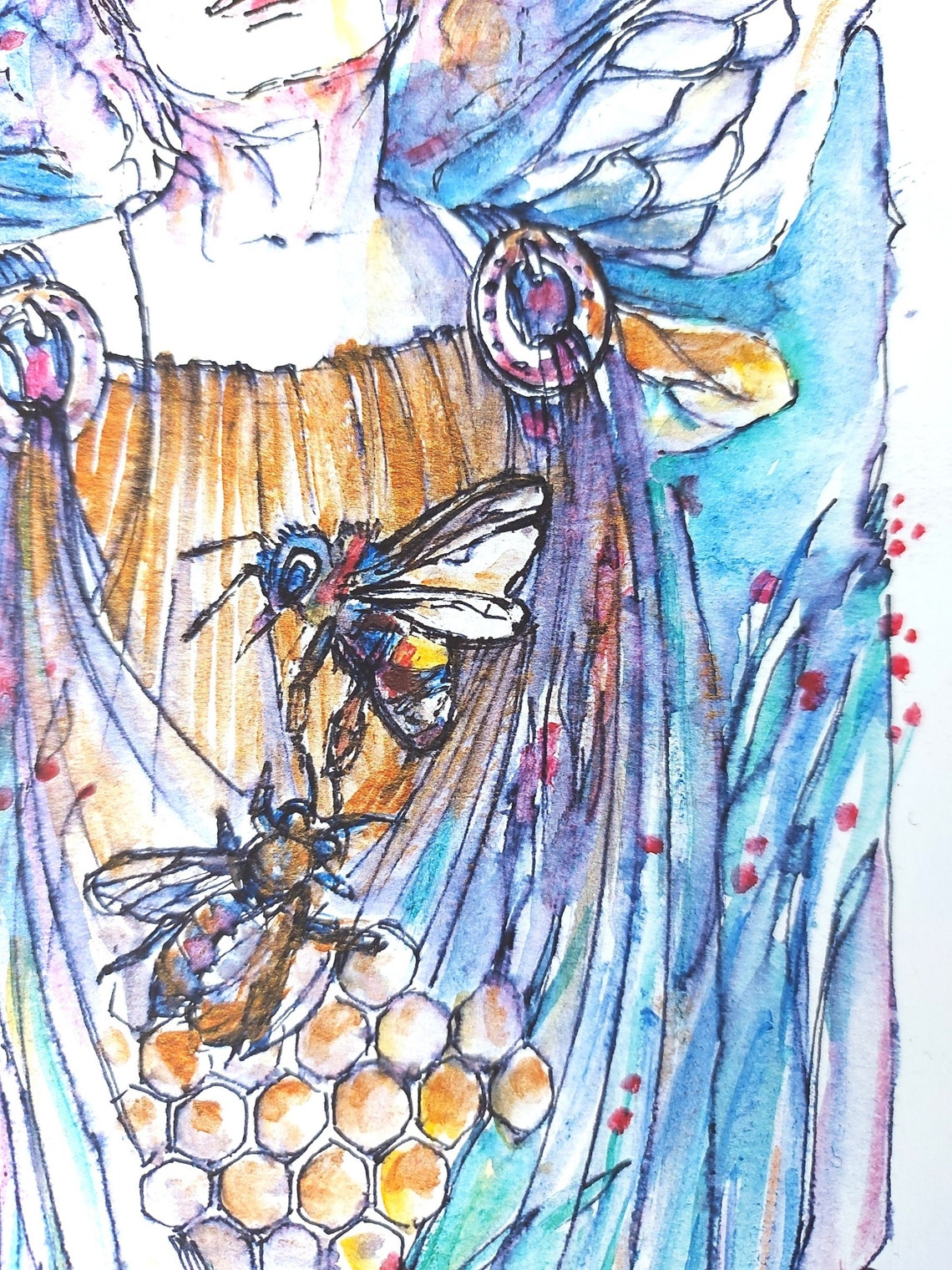 Austeja Goddess of Bees, Pagan Baltic Deity, A4 Print From My Original ...