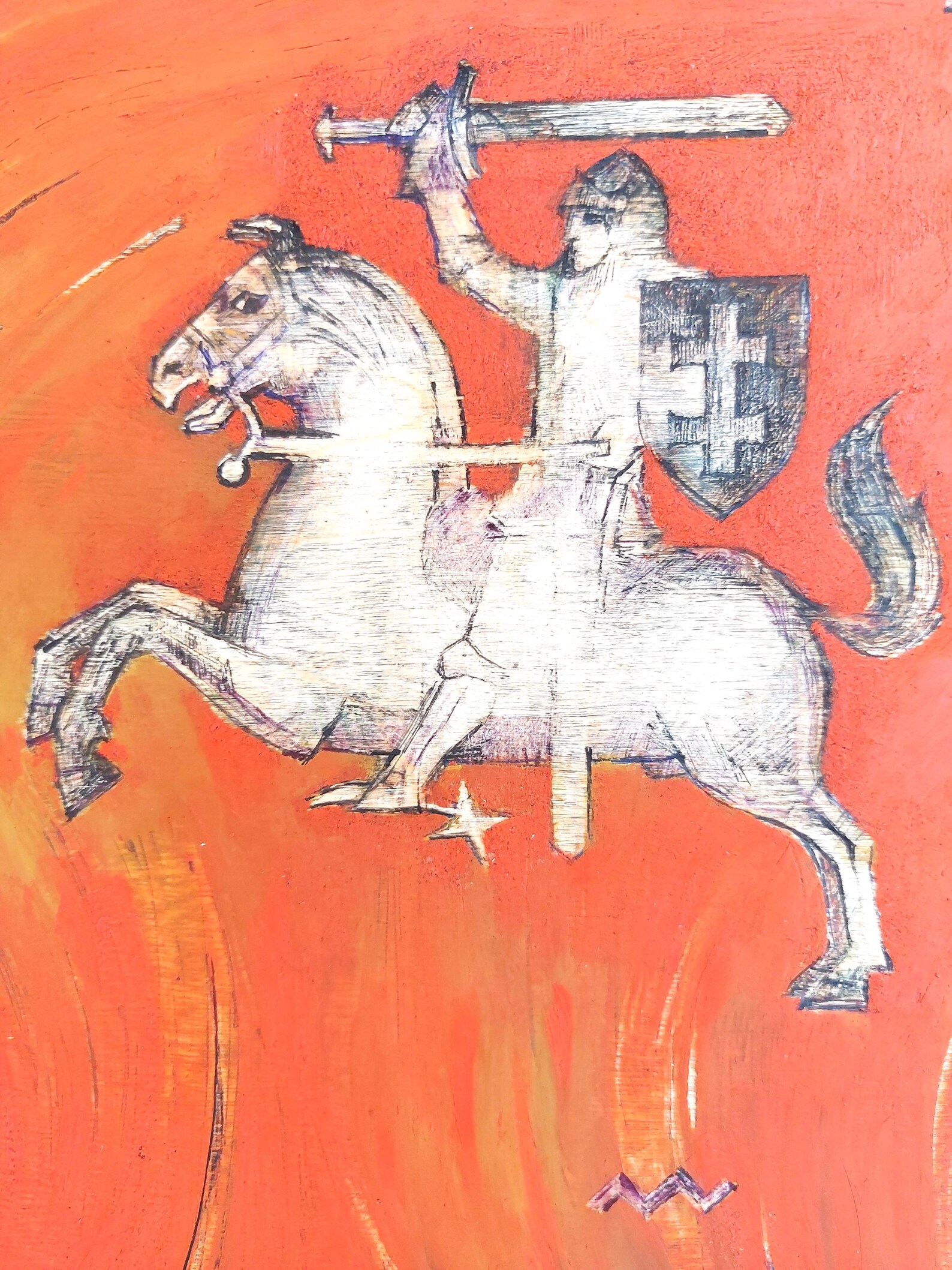 Vytis, Historical Emblem of Lithuania, Baltic Pagan Signs, Original Oil ...