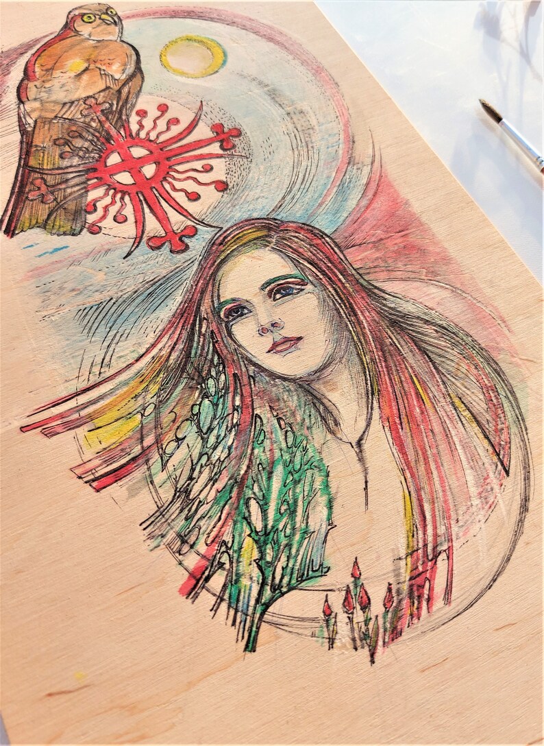 Goddess of Earth Zemyna Sun Cross Sparrow Hawk Pagan - Etsy