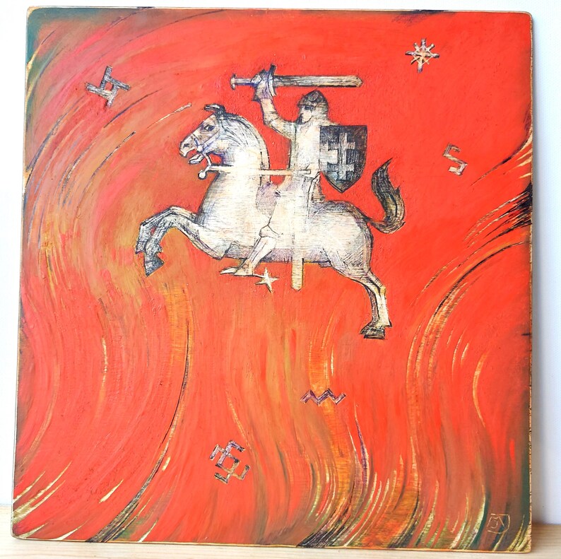 Vytis, Historical Emblem of Lithuania, Baltic Pagan Signs, Original Oil ...