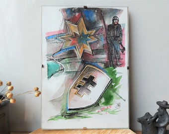 Medieval Cross Painting - Etsy