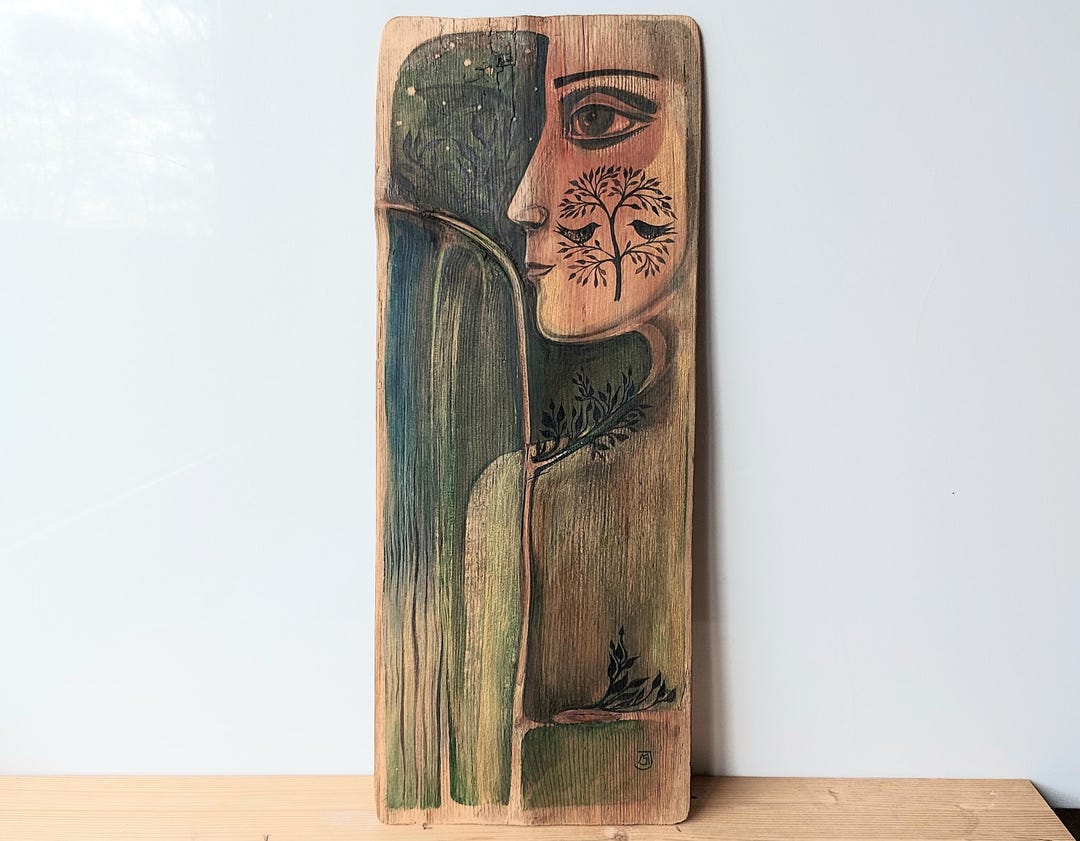 Pagan Baltic Goddess of Woods, Medeina, Original Painting on Reclaimed ...