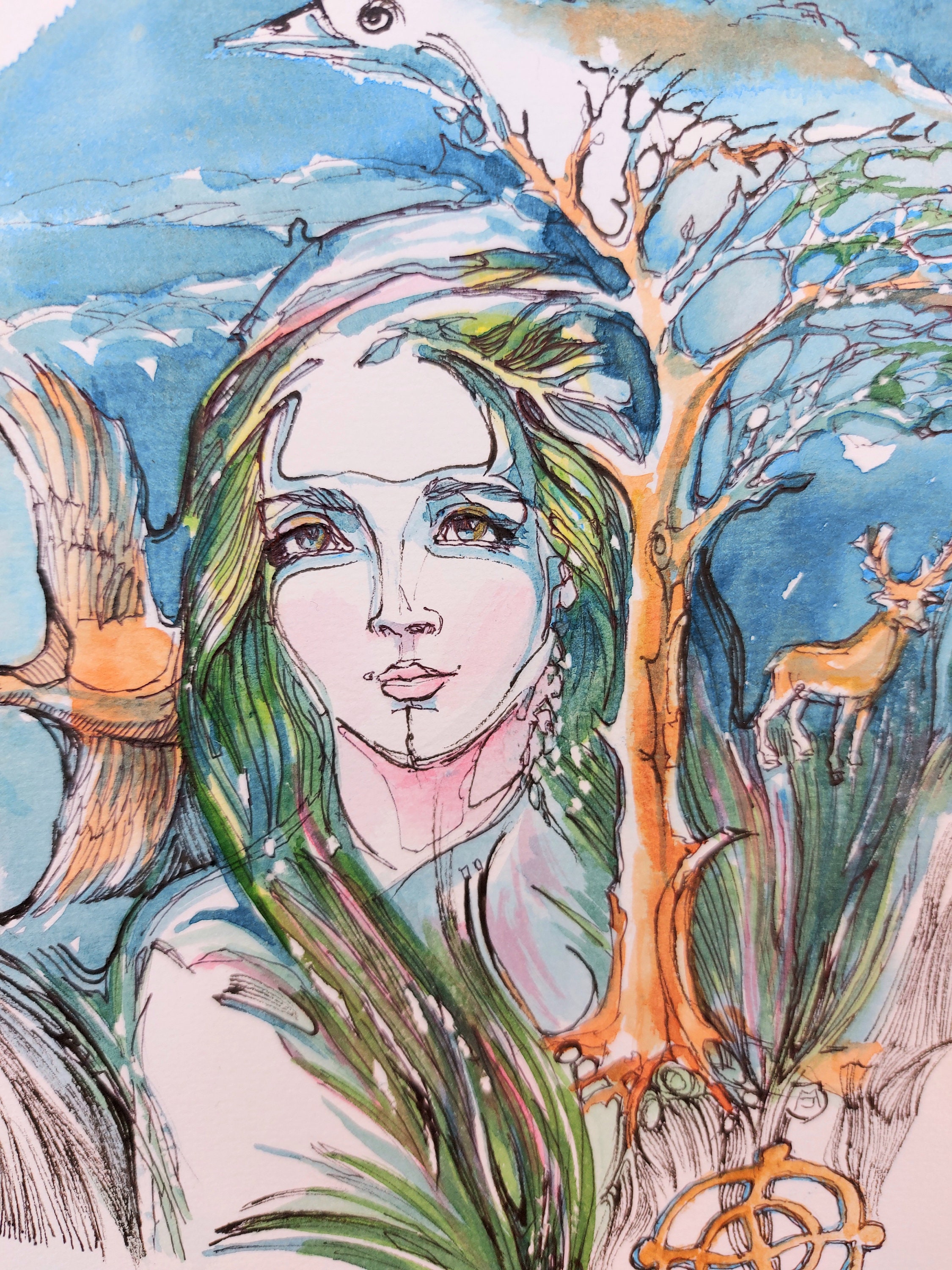 Goddess of Woods, Medeina, A4 Print: Baltic Mythology, Watercolor Art ...