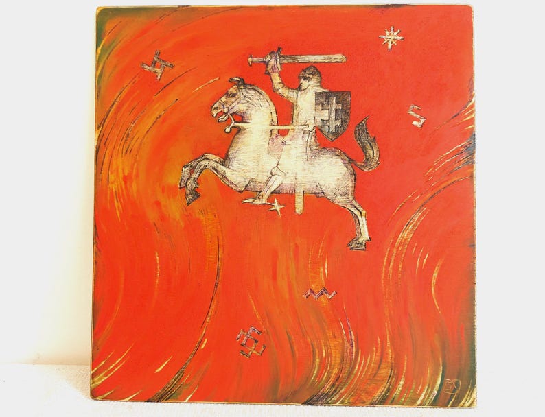 Vytis, Historical Emblem of Lithuania, Baltic Pagan Signs, Original Oil ...